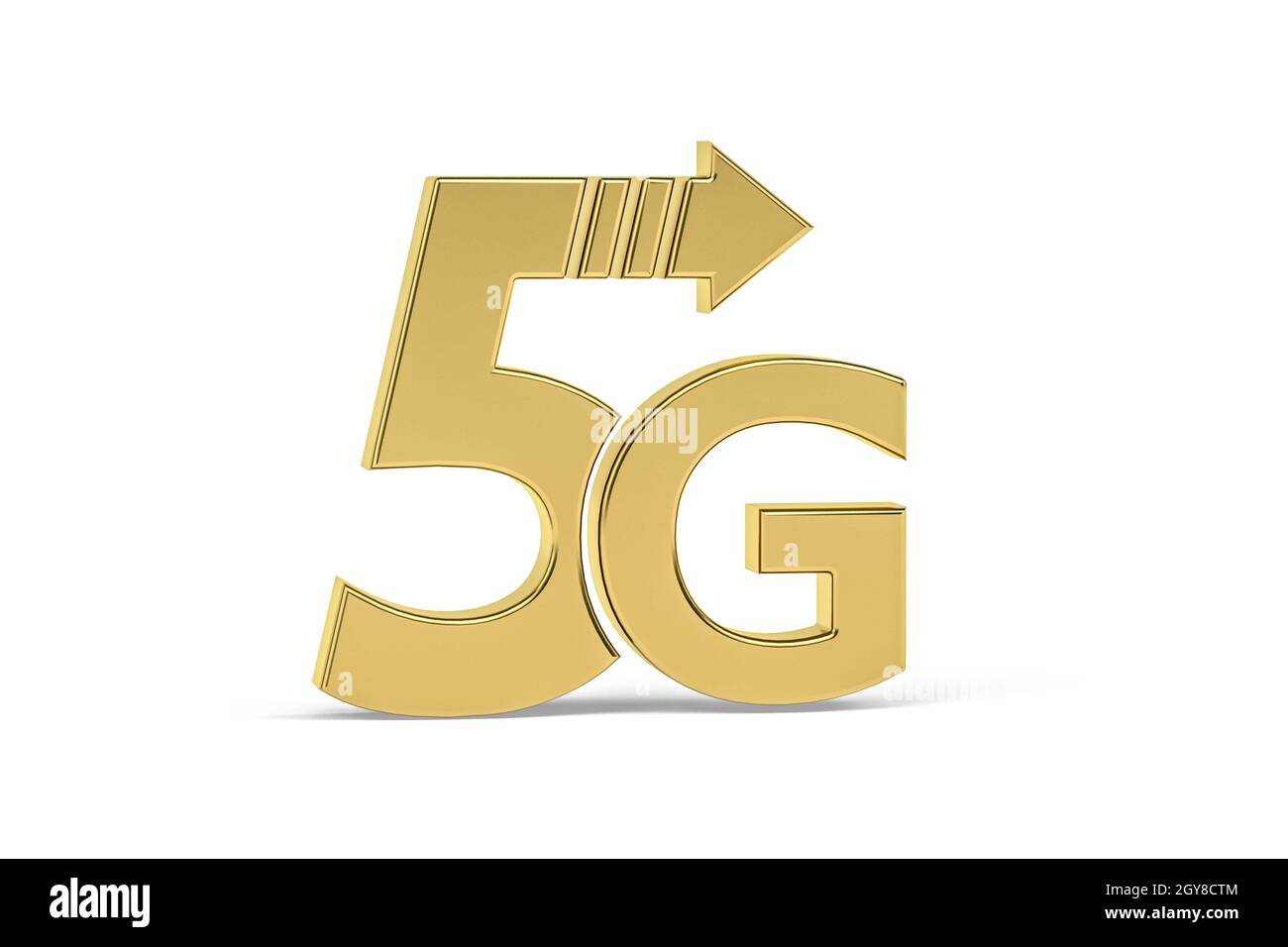 Golden 3d 5g icon isolated on white background - 3d render Stock Photo ...