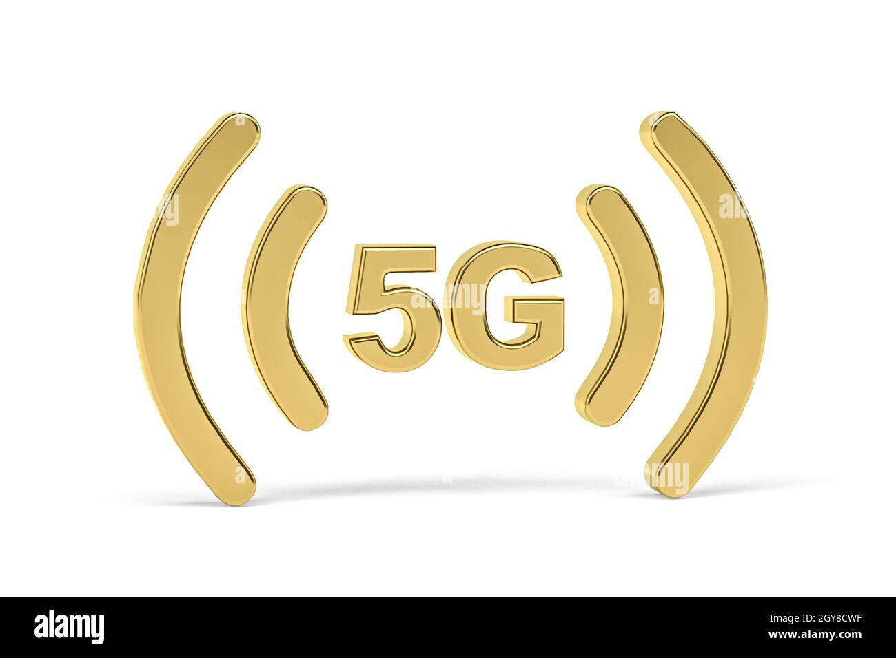 Golden 3d 5g icon isolated on white background - 3d render Stock Photo ...