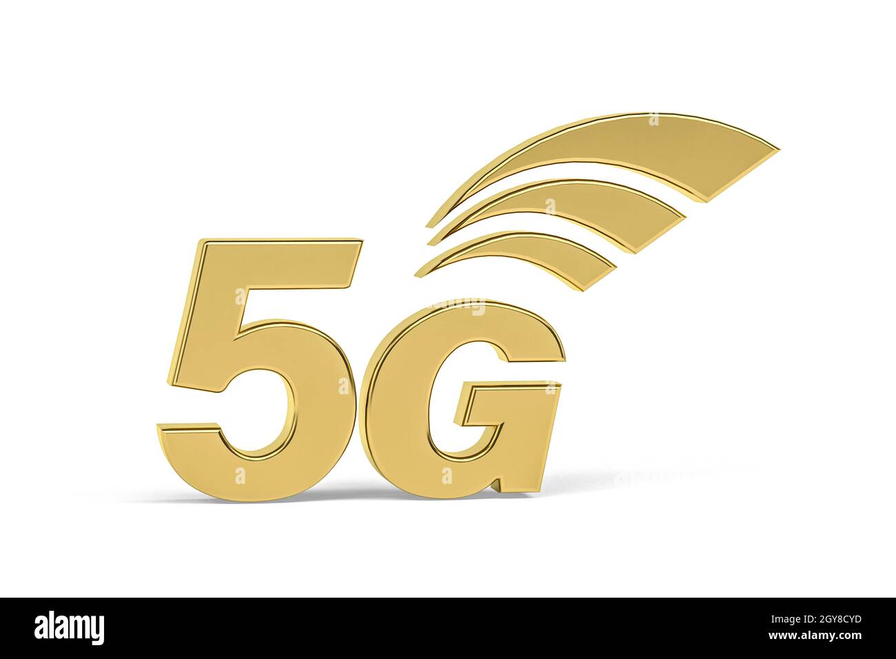 Golden 3d 5g icon isolated on white background - 3d render Stock Photo ...
