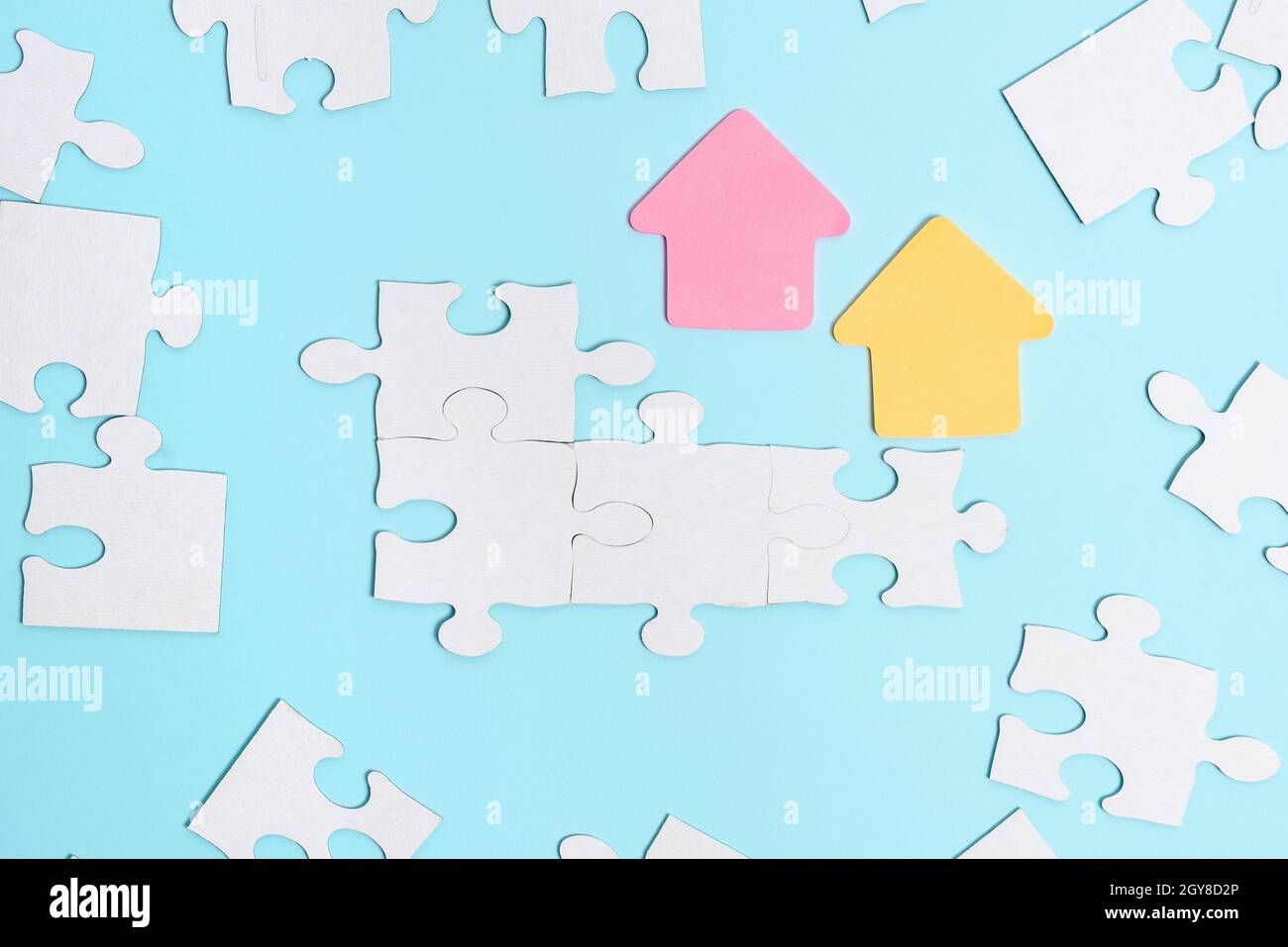 Building An Unfinished White Jigsaw Pattern Puzzle With Missing Last ...