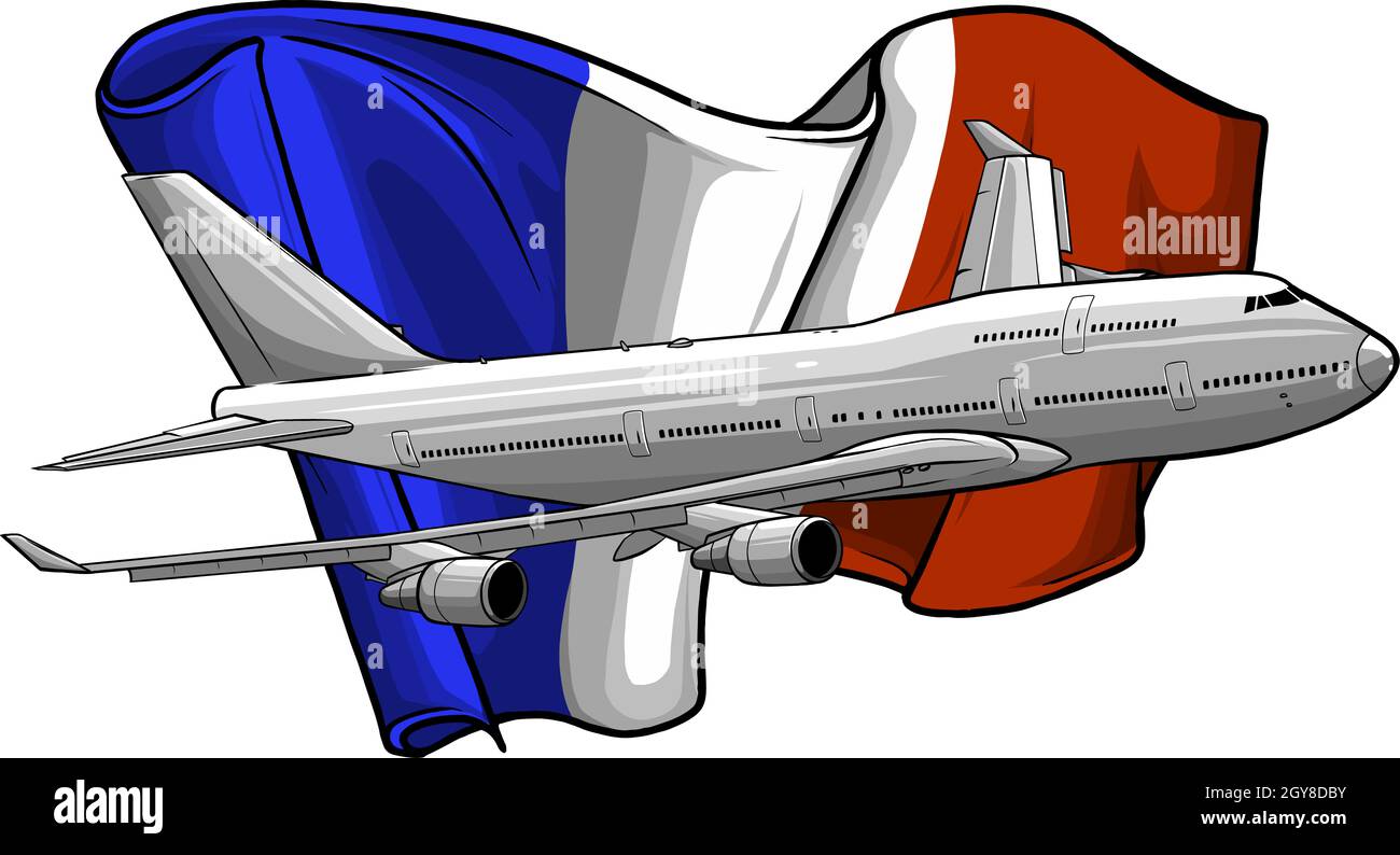illustration of Airplane with france flag Stock Photo - Alamy