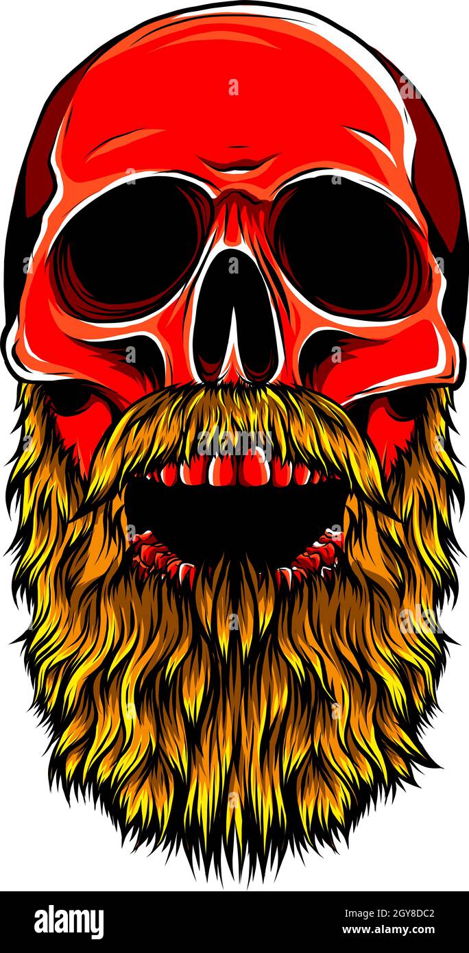 red Bearded skull vector illustration design Stock Photo - Alamy