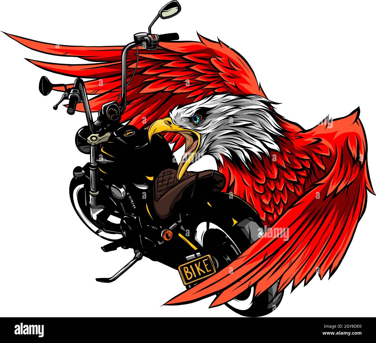 vector motorcycle with the head eagle Stock Photo - Alamy