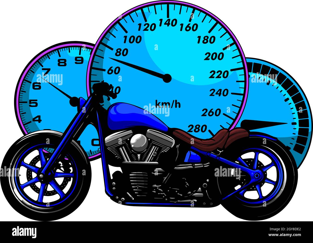 custom Motorcycle with speedometer vector illustration Stock Photo - Alamy