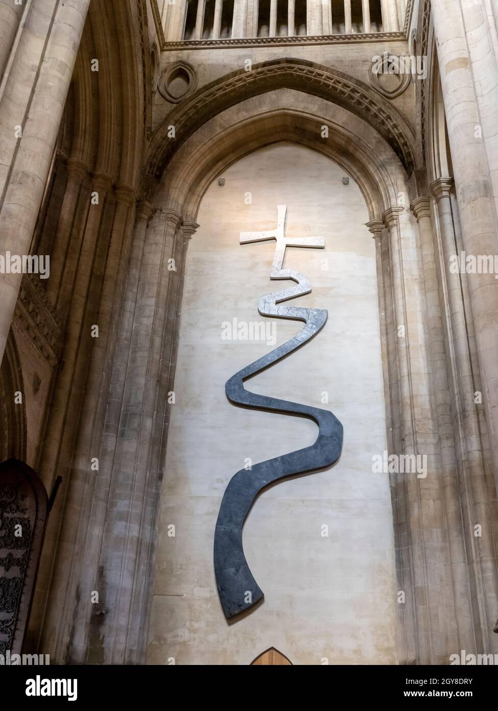 A cross in Ely Cathedral in Ely, Cambridgeshire, UK, which dates from ...