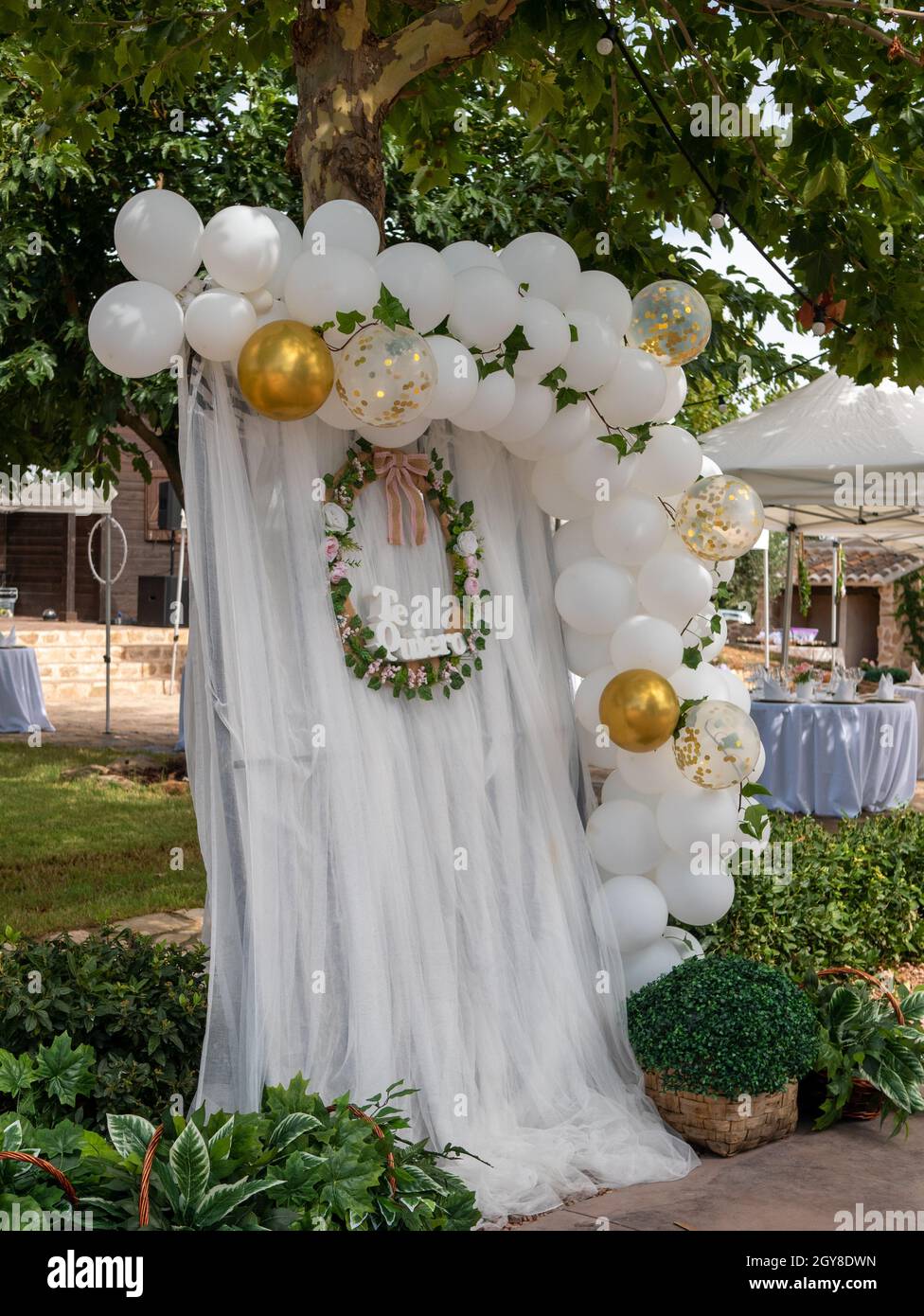 Decoration with balloons for the wedding ceremony Stock Photo - Alamy