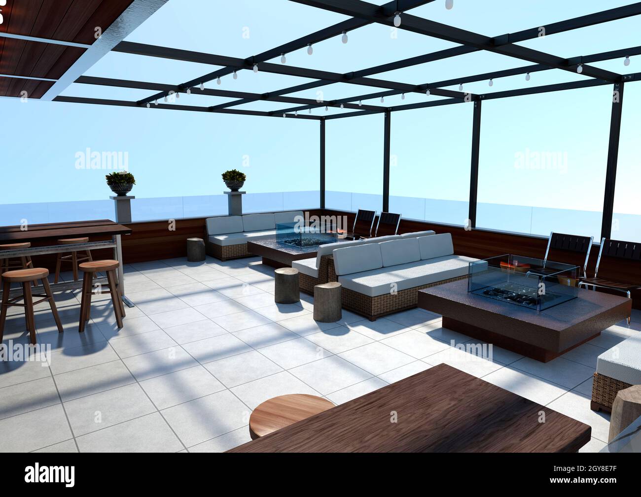 3D rendering of a romantic skyline deck Stock Photo - Alamy