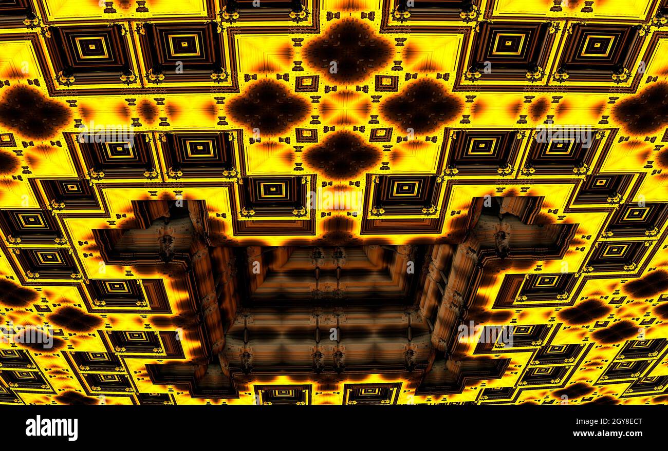 3D render. Fractal image of a 3D object. Fractal landscape. A colorful ...