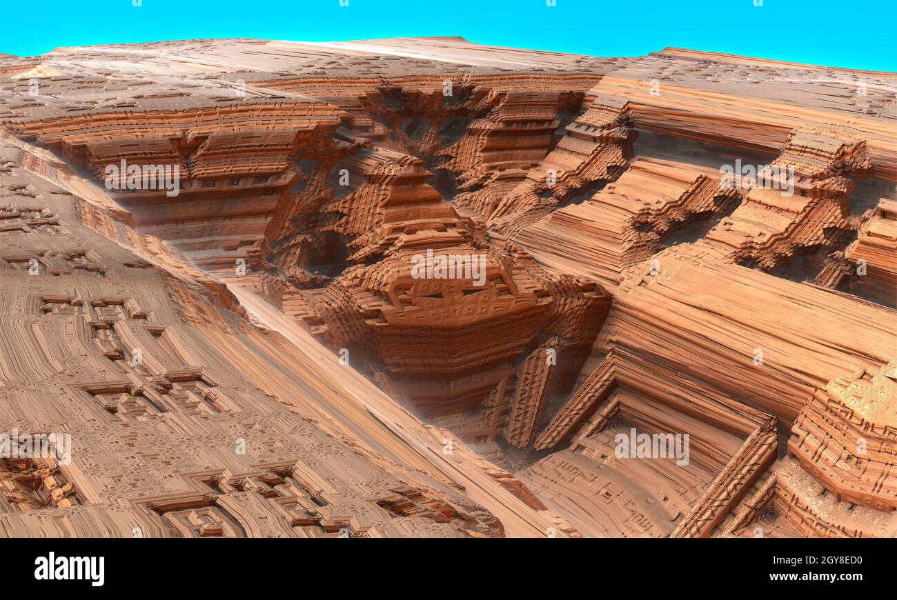 Beautiful architecture of temple. 3d fractal illustration. Fractal ...