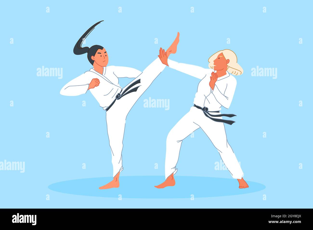 Sport competition, combat, athlete training, martial arts concept ...