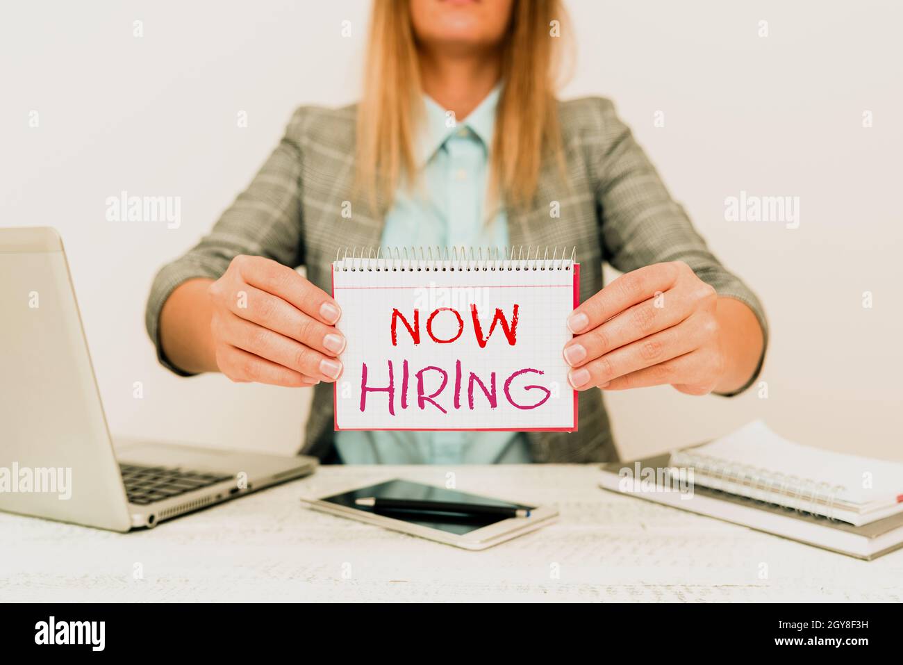 Text caption presenting Now Hiring, Word for an act of starting to ...