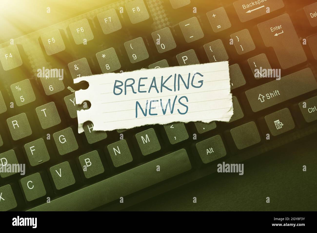 Text showing inspiration Breaking News, Word Written on newly received ...