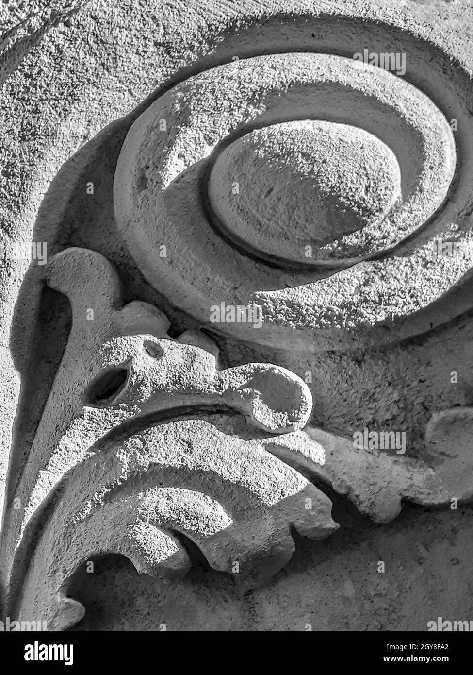 Close up shot concrete scroll oranment exterior house decoration Stock ...