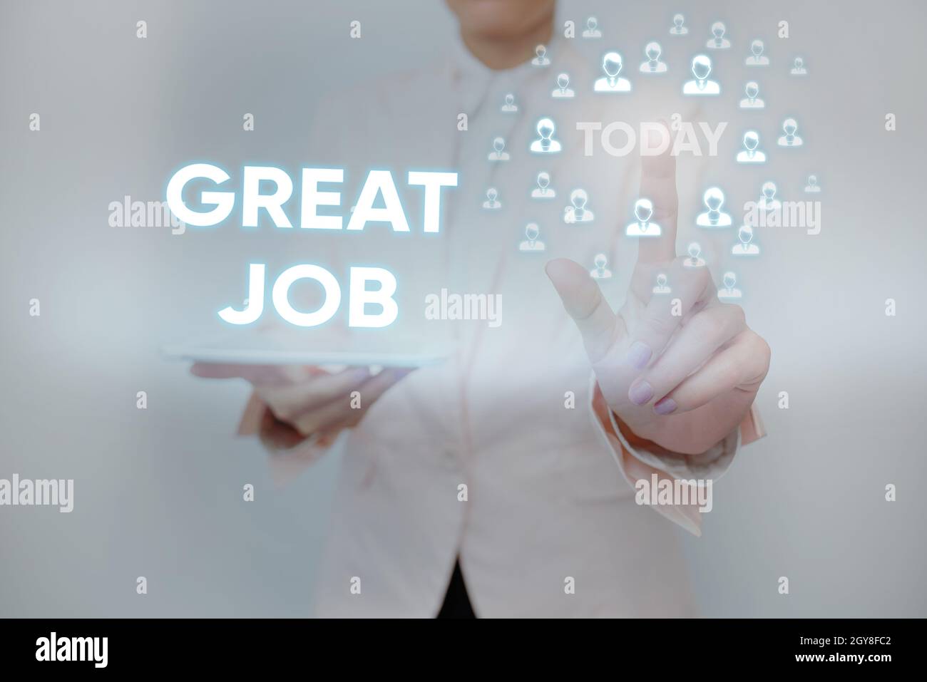 Text caption presenting Great Job, Business overview used praising someone for something they ...