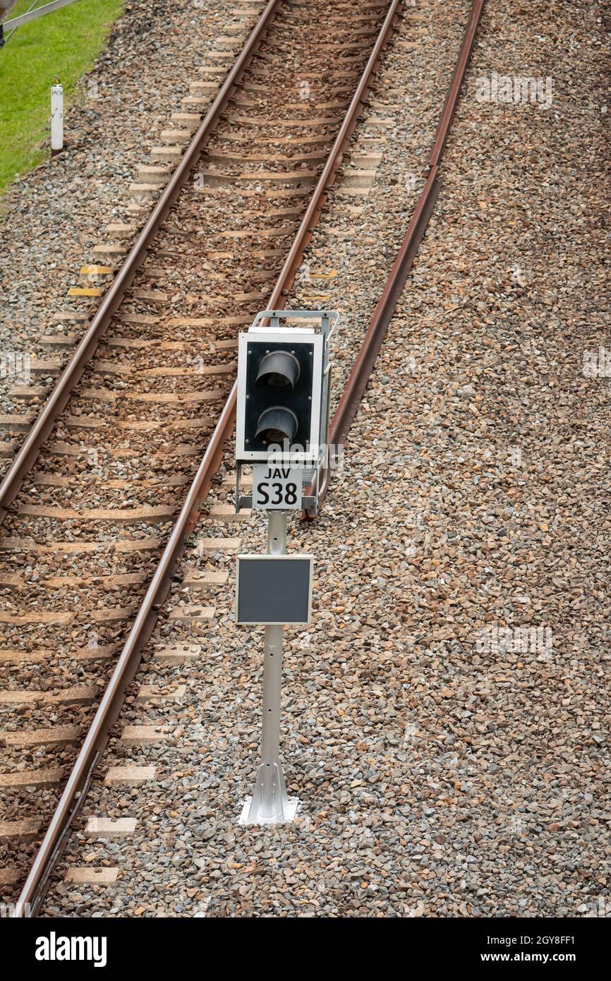 Light Signals off the Subway Tracks in Medellin, Colombia Stock Photo ...