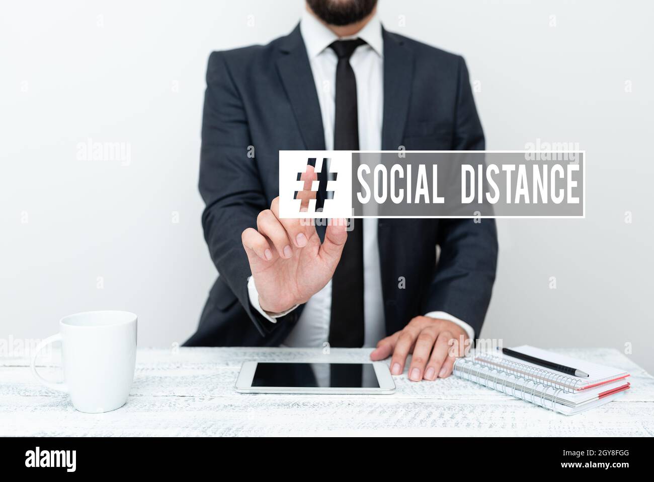 Handwriting text Social Distance, Concept meaning maintaining a high ...