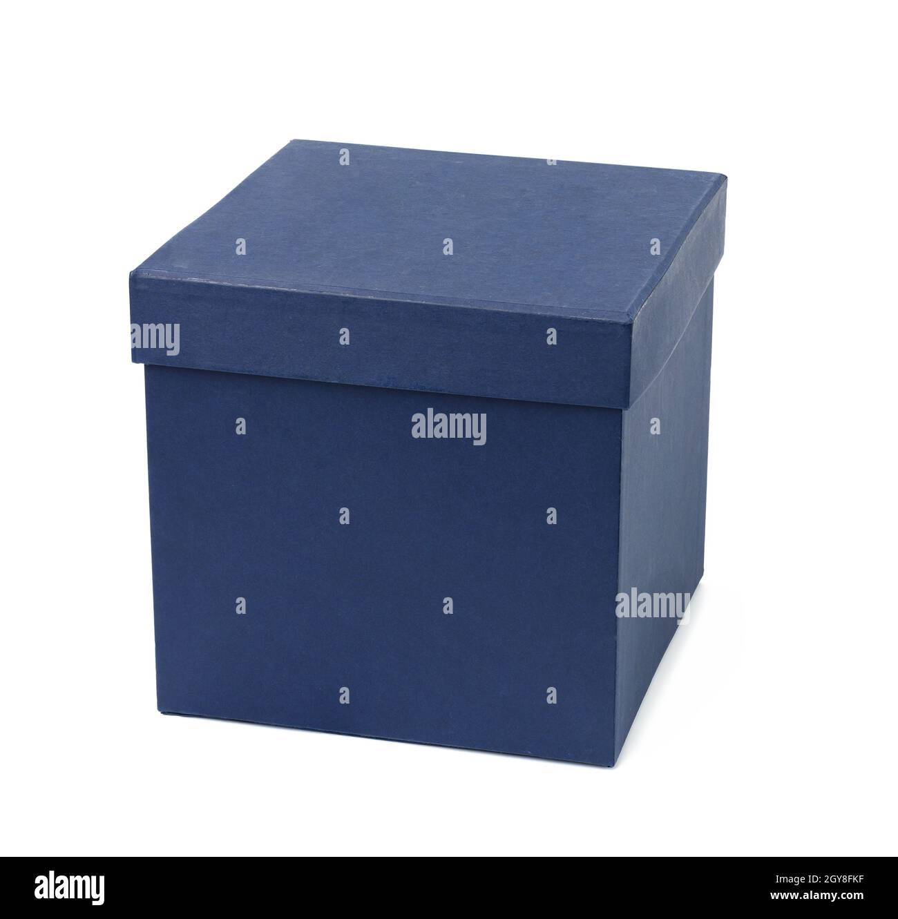 square blue cardboard box with removable lid isolated on white ...