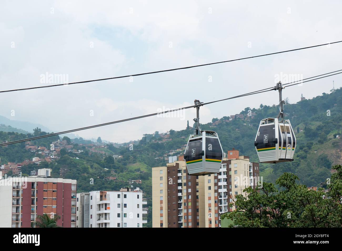 Medellin, Antioquia, Colombia - Septiembre 06 2021: Two Cable Car on ...
