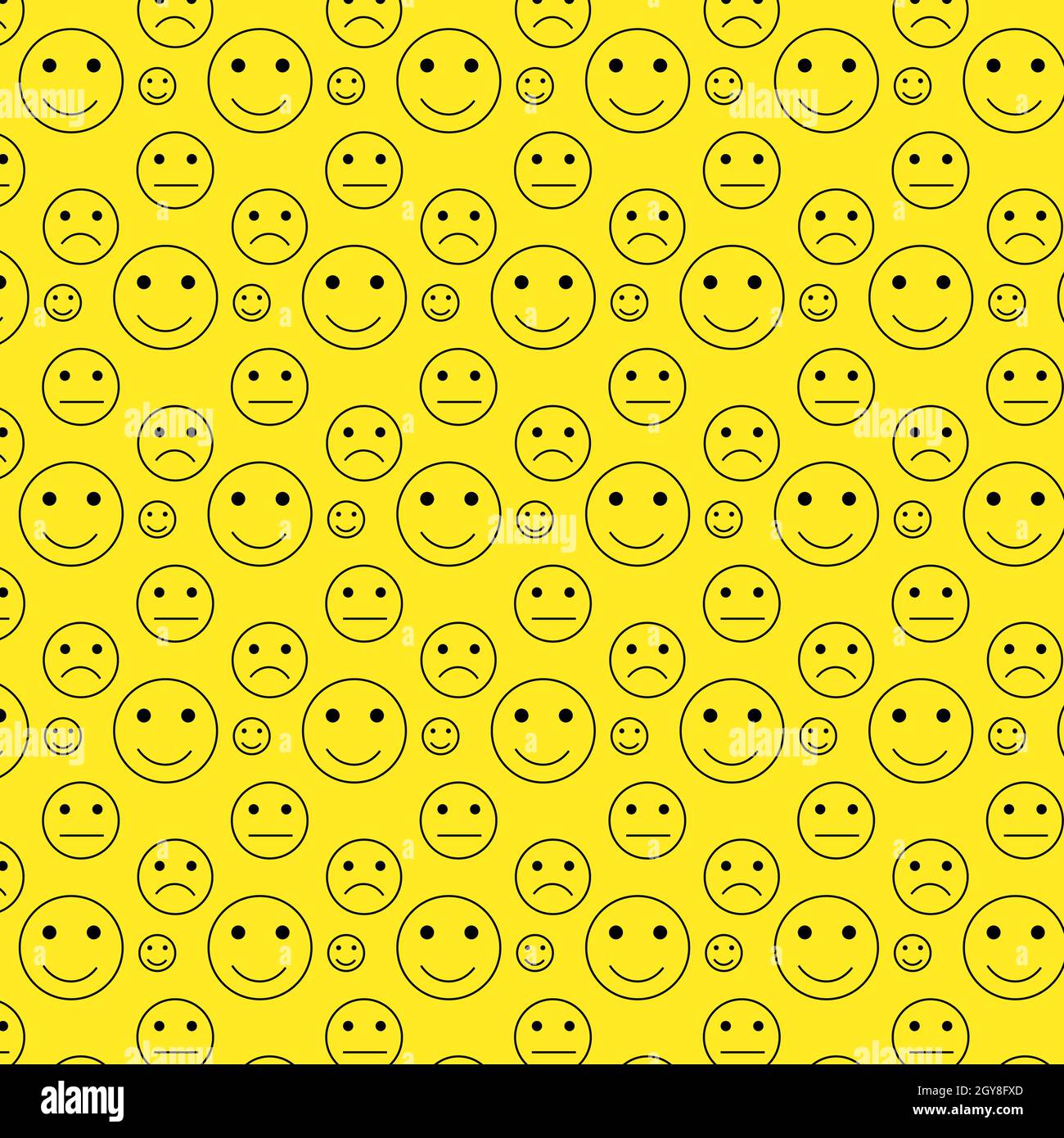 Seamless pattern, emoticons expressing different emotions - Vector ...