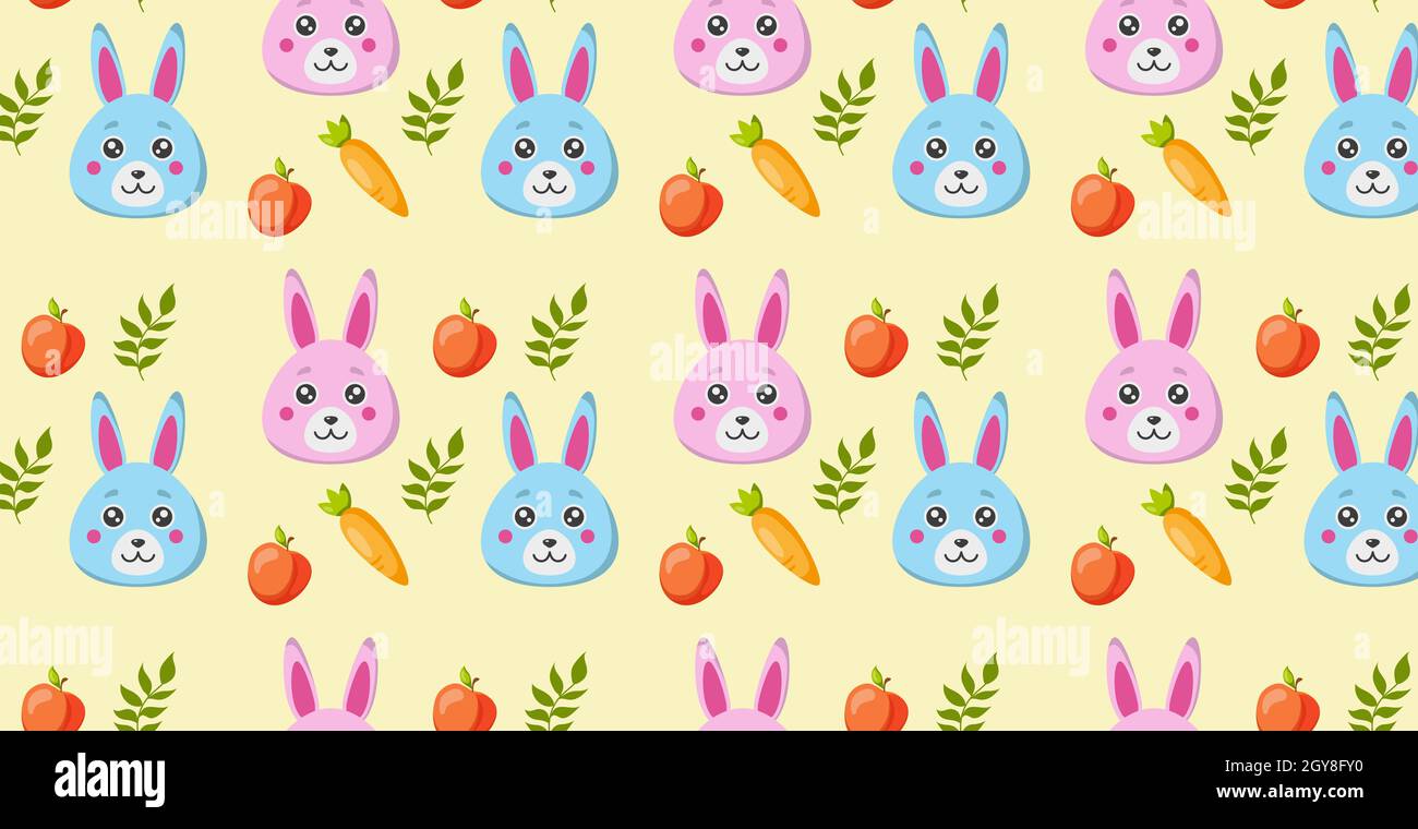 Seamless pattern, holiday elements, Easter bunny - Vector illustration ...