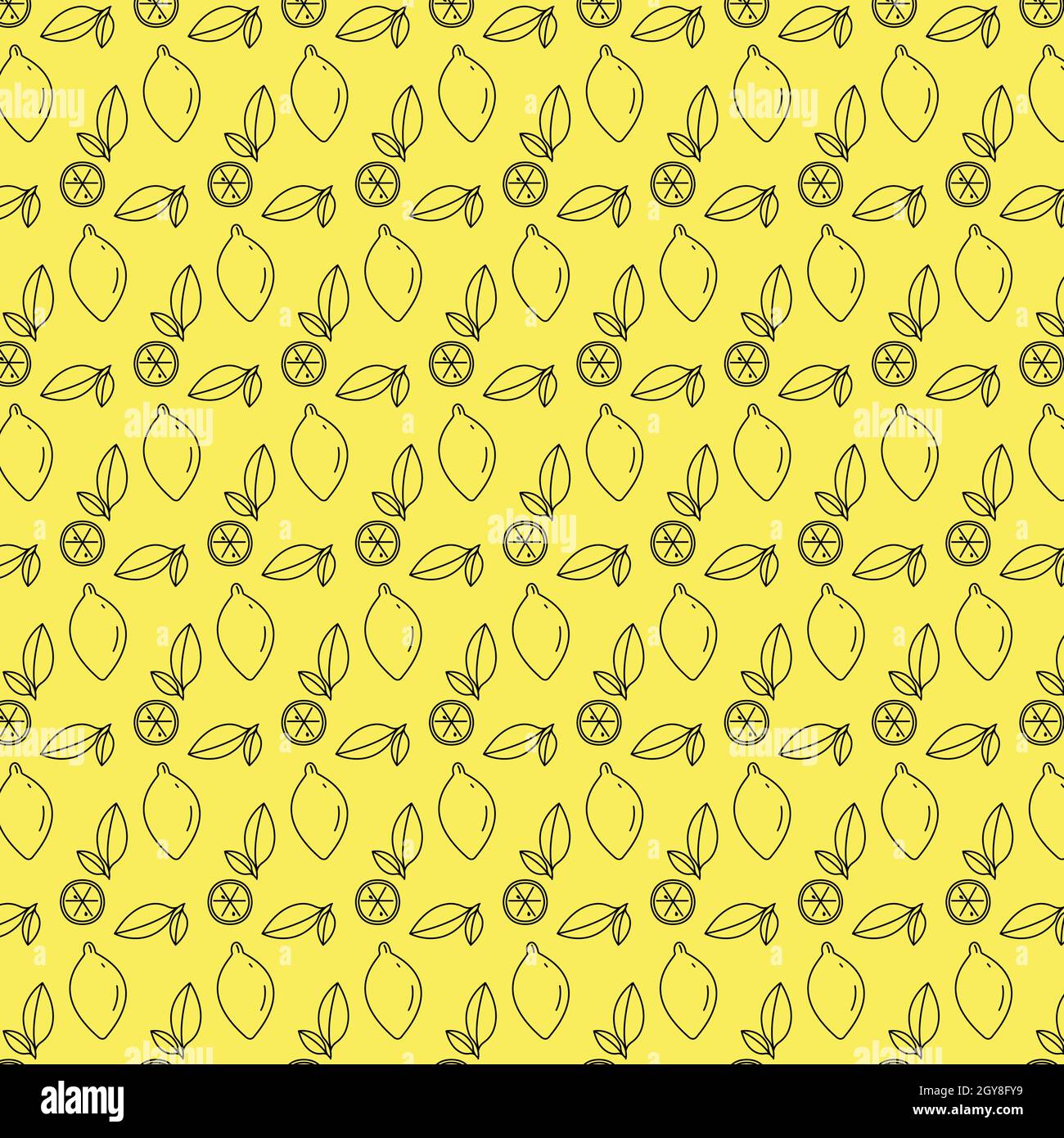 Seamless pattern, realistic ripe yellow lemons - Vector illustration ...