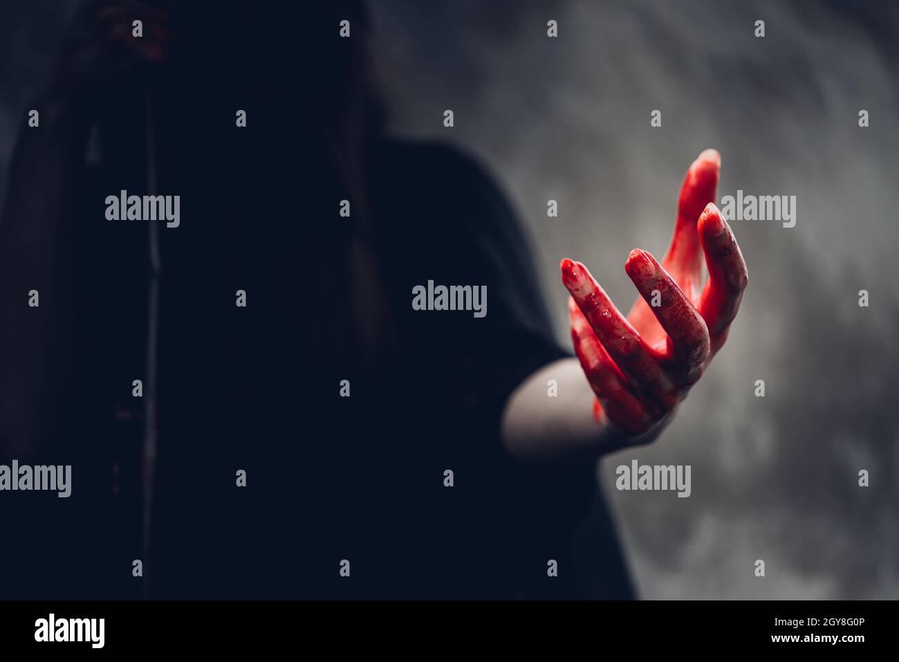 Woman with devil shadow hi-res stock photography and images - Alamy