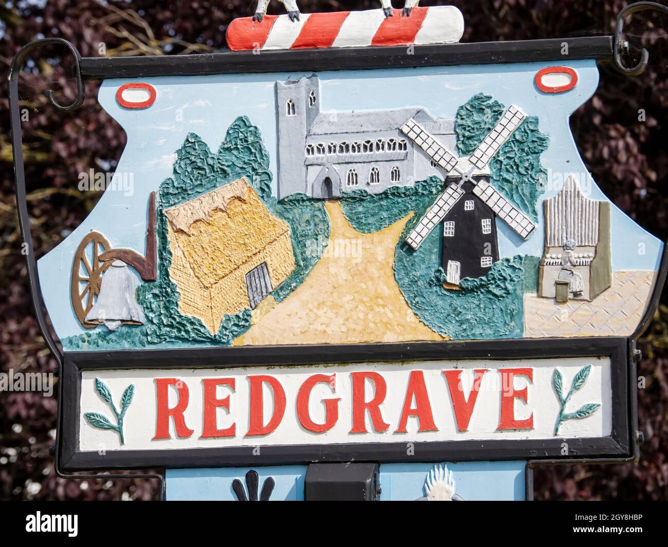 The Redgrave village sign in Suffolk, UK Stock Photo - Alamy