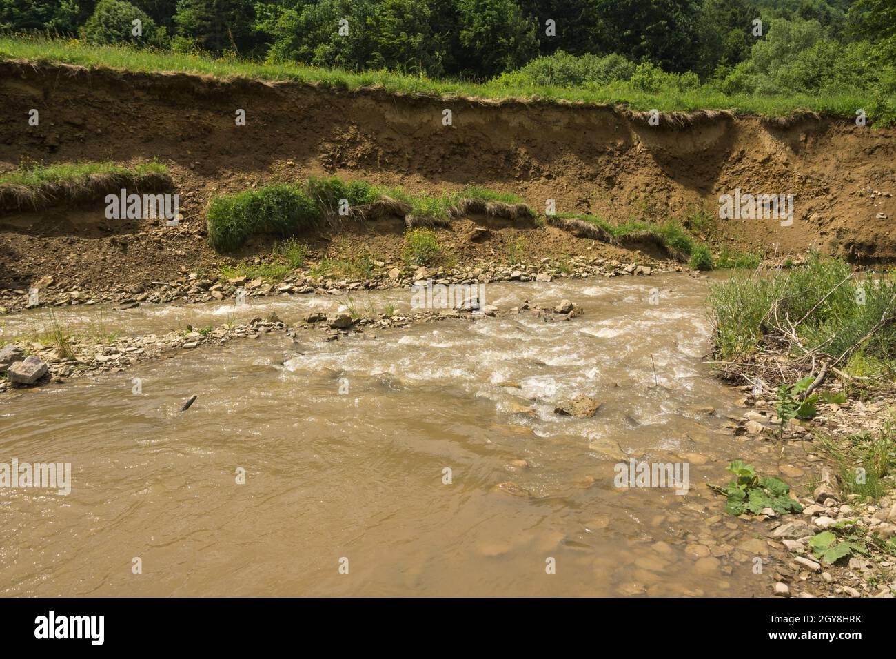 effects of a river erosion process in a hilly terrain Stock Photo - Alamy