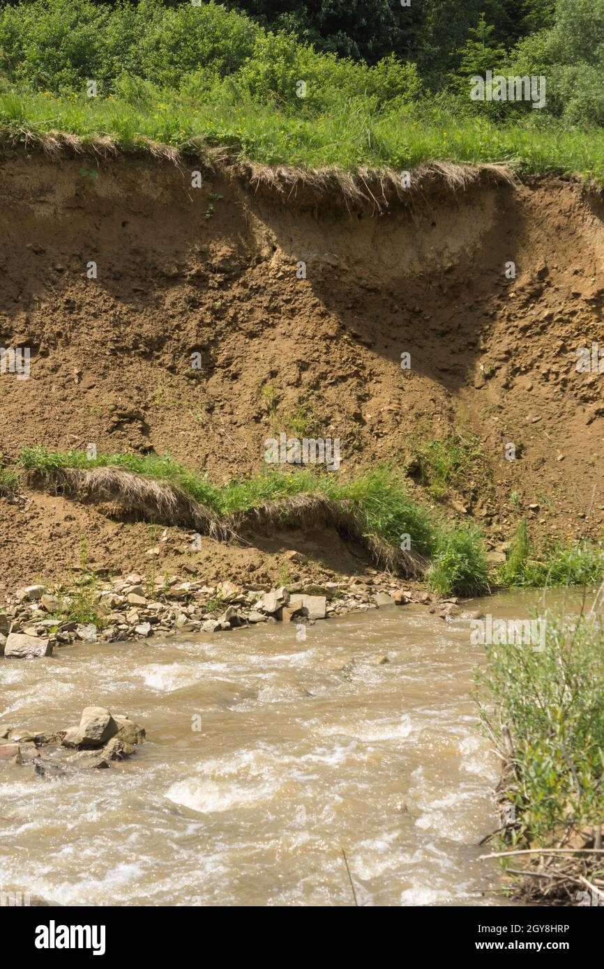effects of a river erosion process in a hilly terrain Stock Photo - Alamy