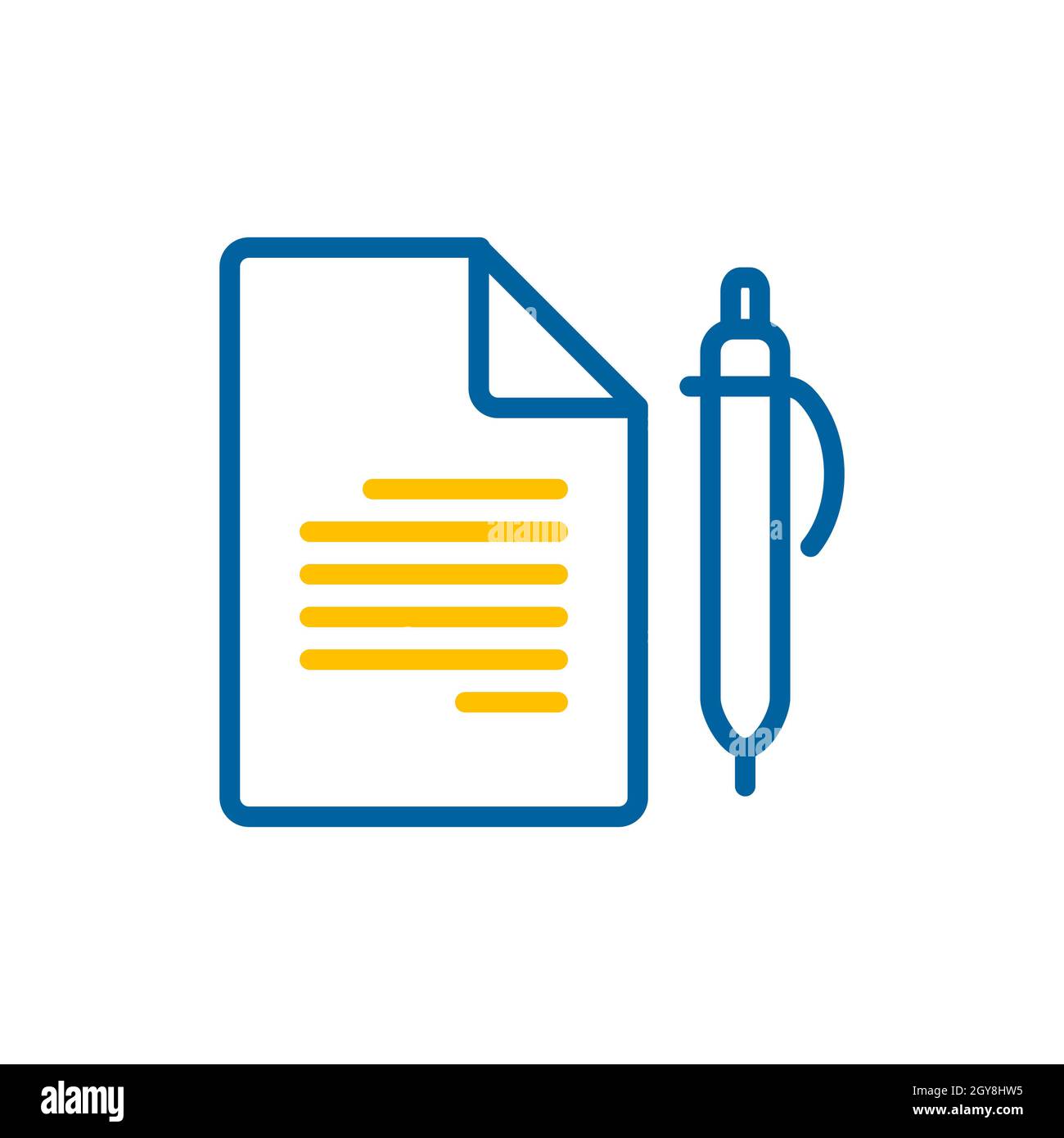 Contract Document With Pencil outline icon. Business sign. Graph symbol ...