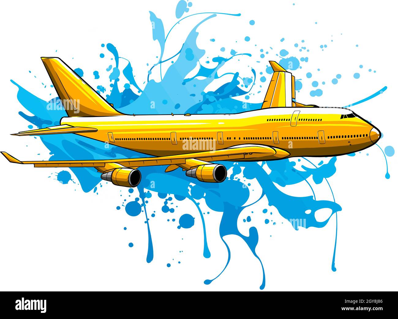 vector illustration of colored Airplane flying Stock Photo - Alamy