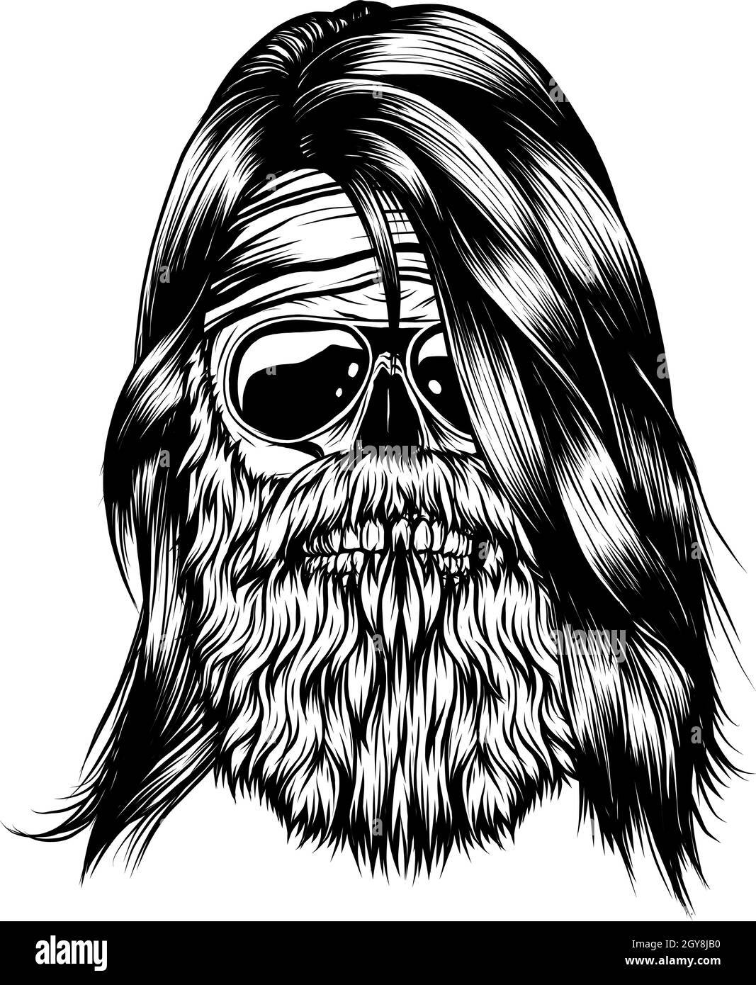 Bearded skull vector hi-res stock photography and images - Alamy