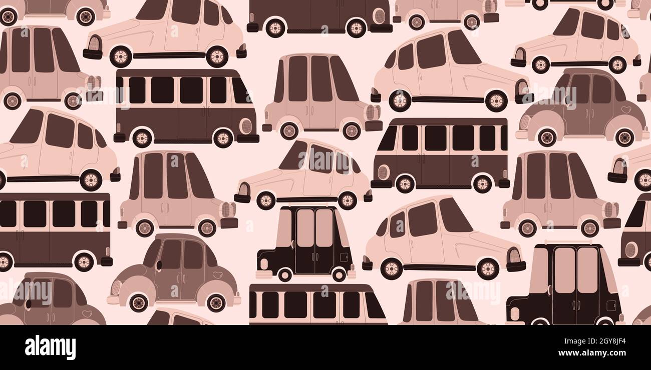 Seamless pattern with cute hand drawn cars in Scandinavian style ...