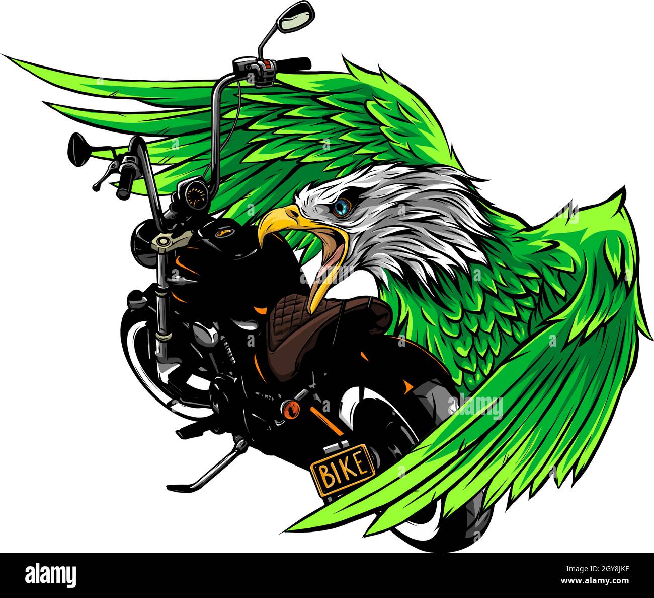 vector motorcycle with the head eagle Stock Photo - Alamy