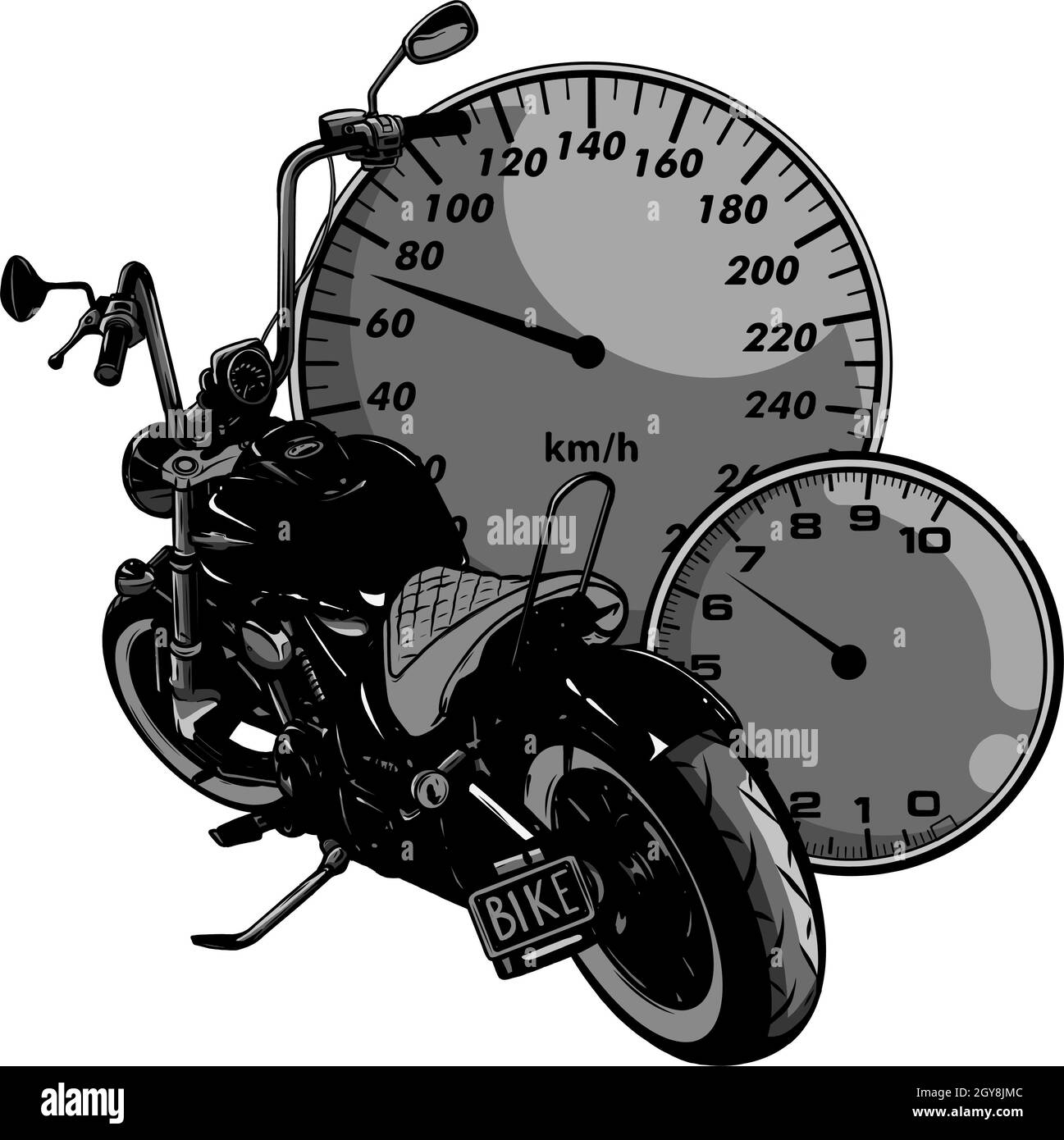 custom Motorcycle with speedometer vector illustration Stock Photo - Alamy