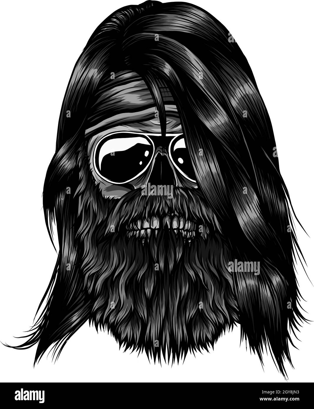 Bearded skull vector hi-res stock photography and images - Alamy