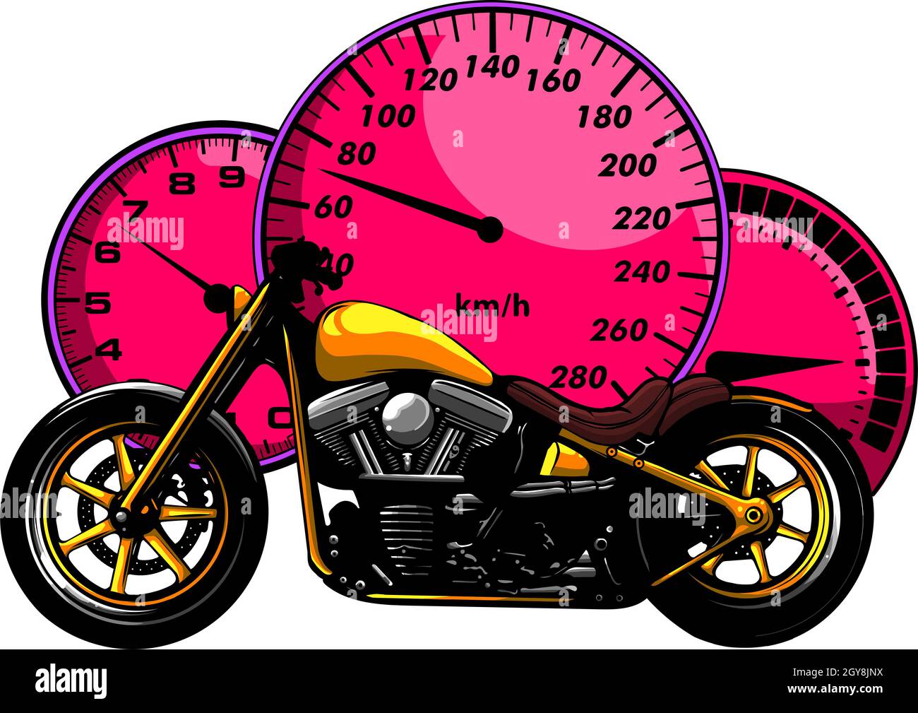 custom Motorcycle with speedometer vector illustration Stock Photo - Alamy