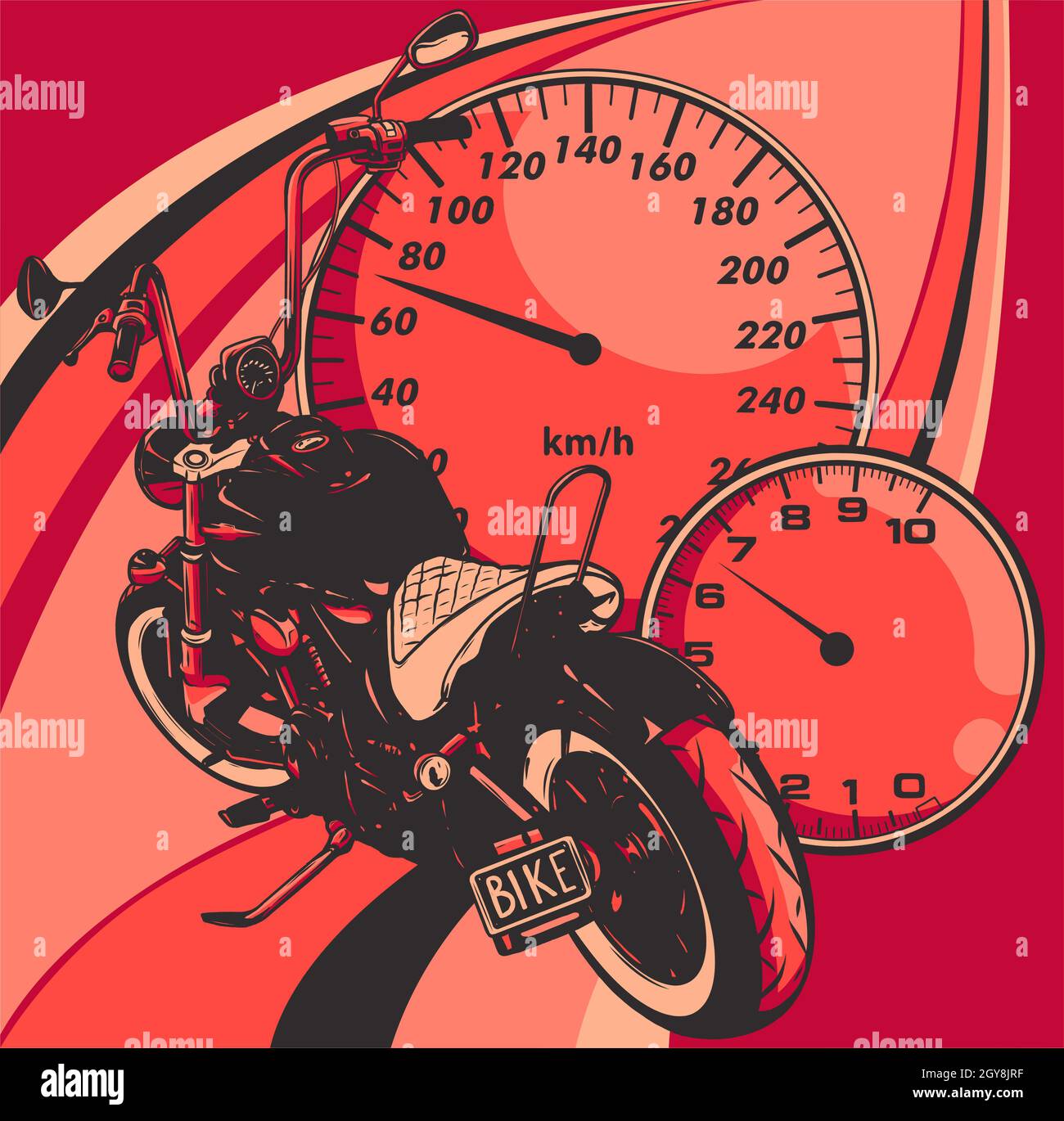 custom Motorcycle with speedometer vector illustration Stock Photo - Alamy