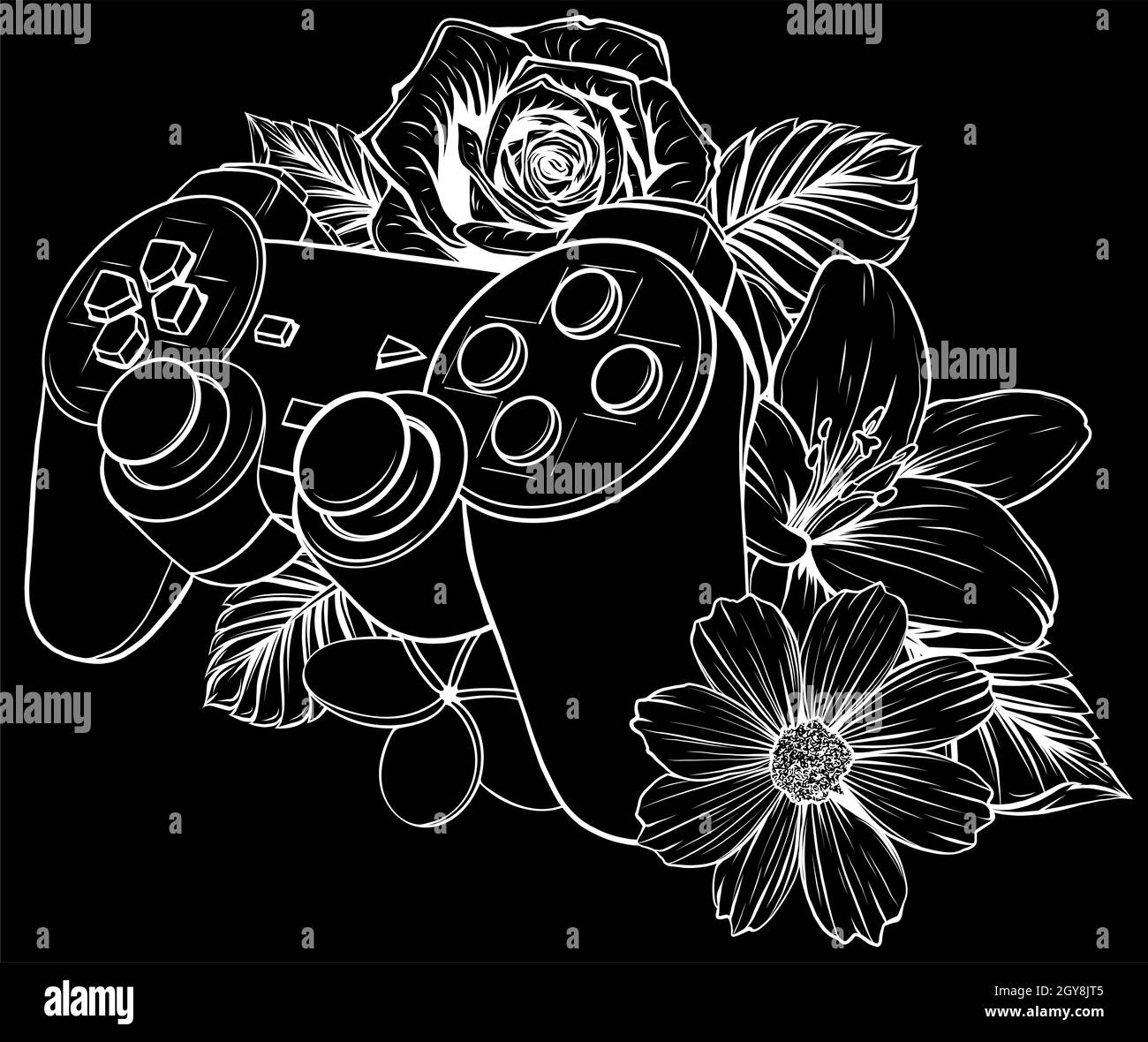 game pad with a flower for gaming vector illustration Stock Photo - Alamy