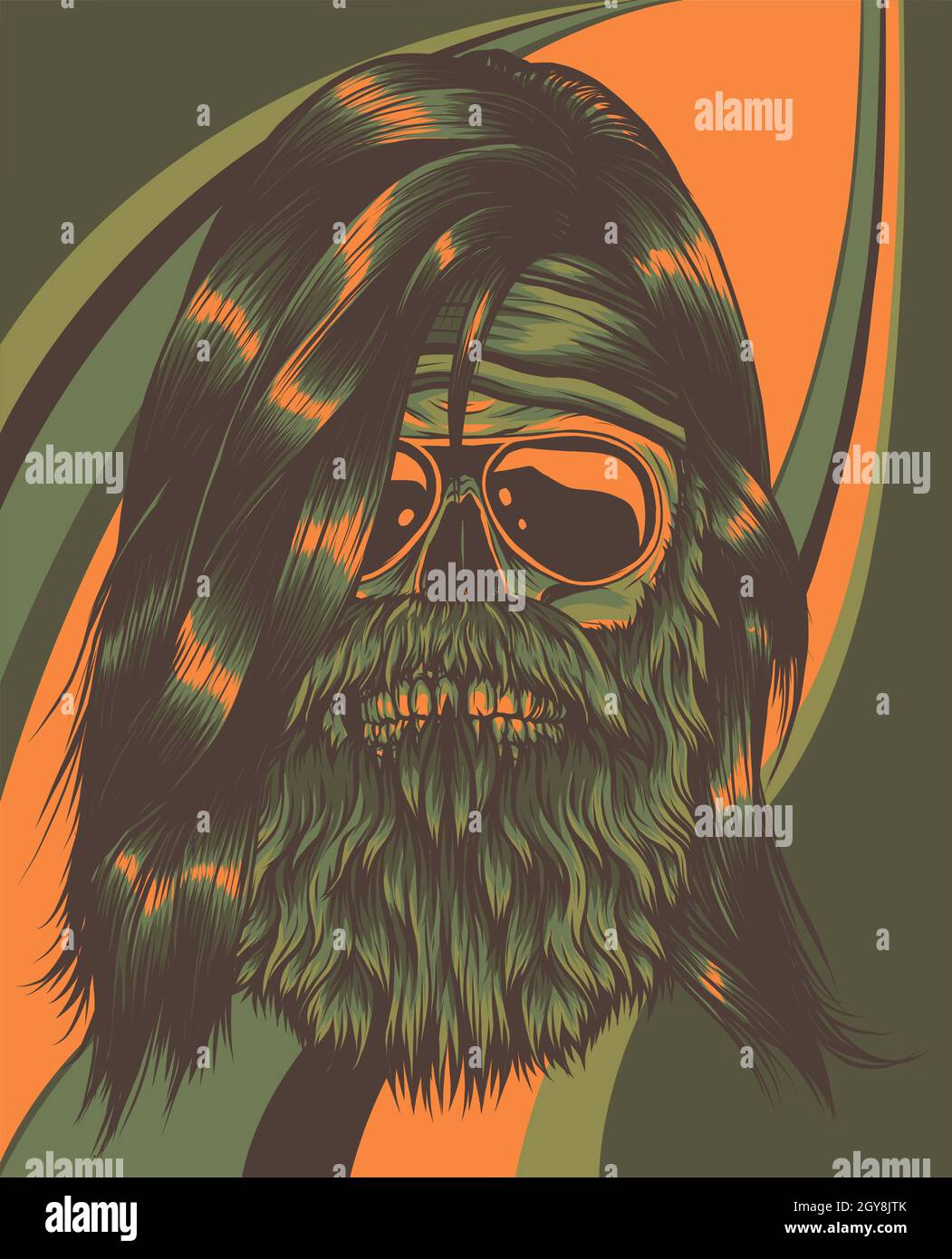 Bearded skull vector hi-res stock photography and images - Alamy