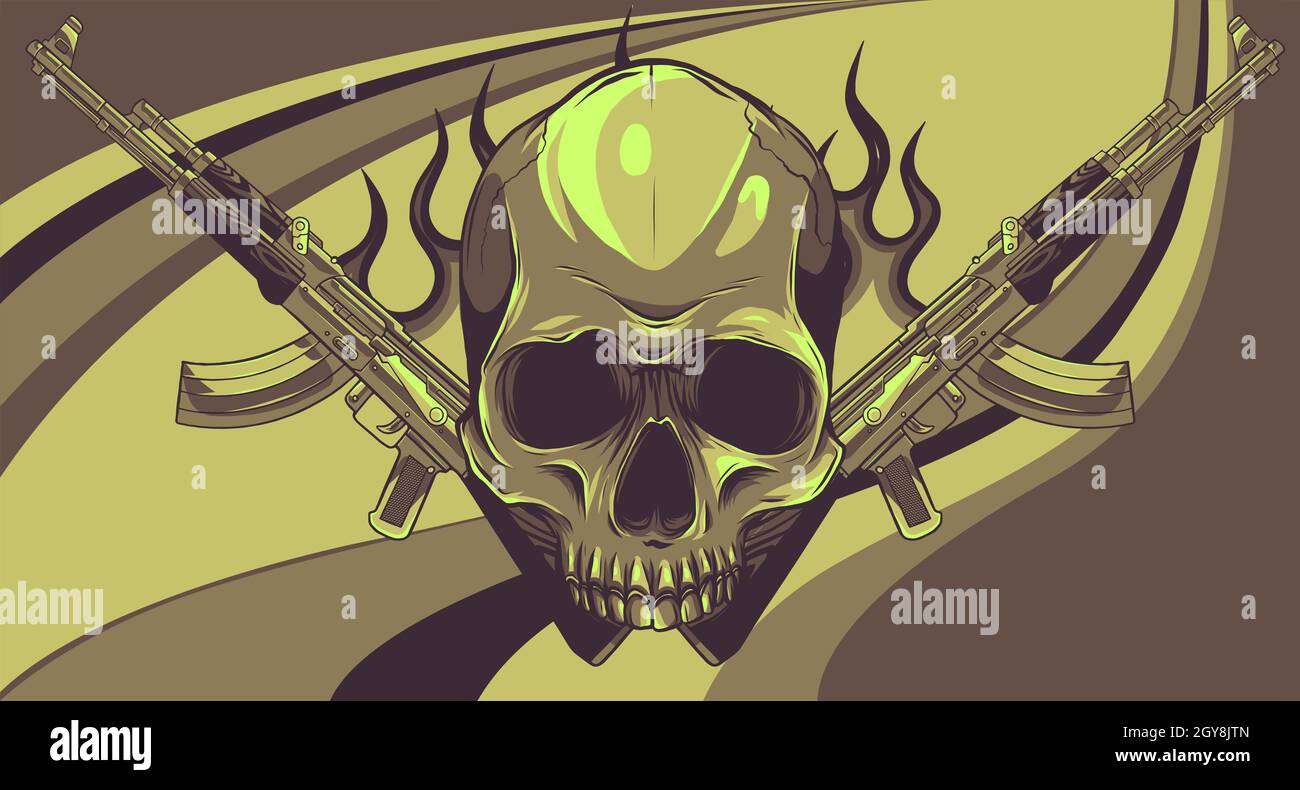 Skull And Machine Guns