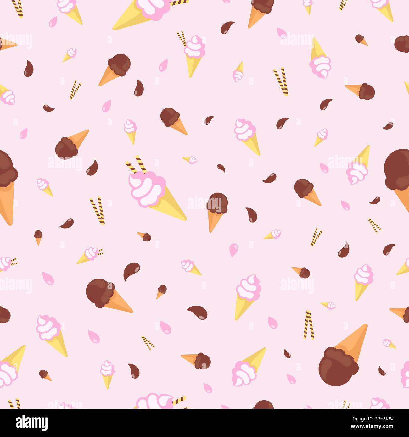 Seamless pattern, ice cream and cake - Vector illustration Stock Photo ...