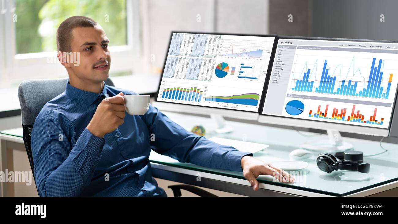 Analyst Man Using Business Data Analytics Dashboard Stock Photo - Alamy