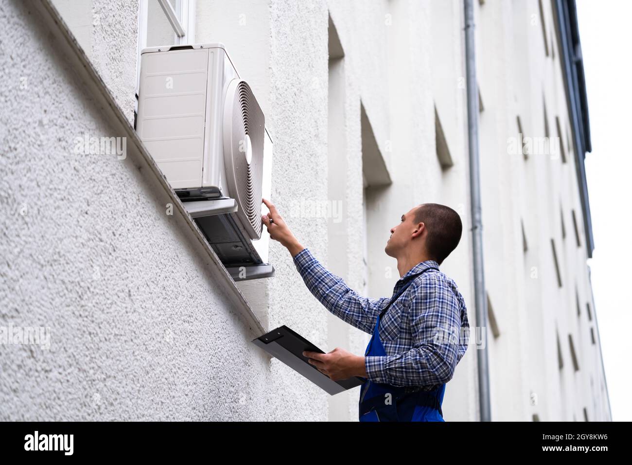 Air Condition Appliance Compressor Inspection Check Outside Stock Photo ...
