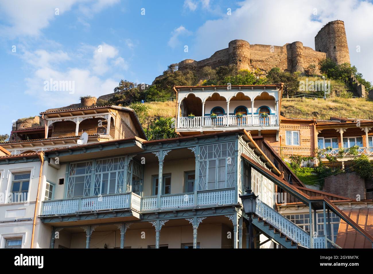 Traditional Carved Wooden Balconies of Old Town of Tbilisi District ...
