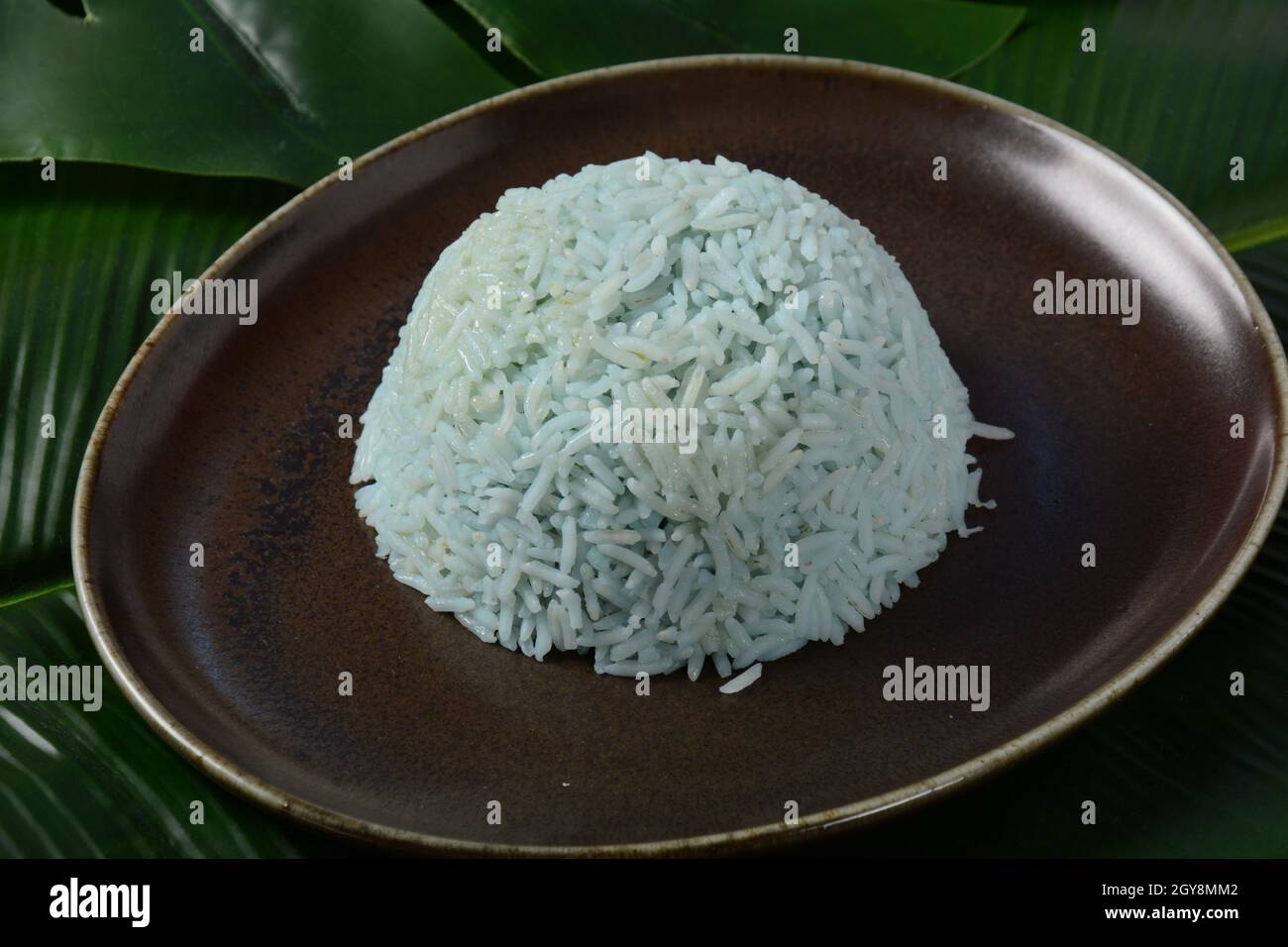 Blue Rice made from Butterfly Pea flower(Asian pigeonwings Stock Photo ...