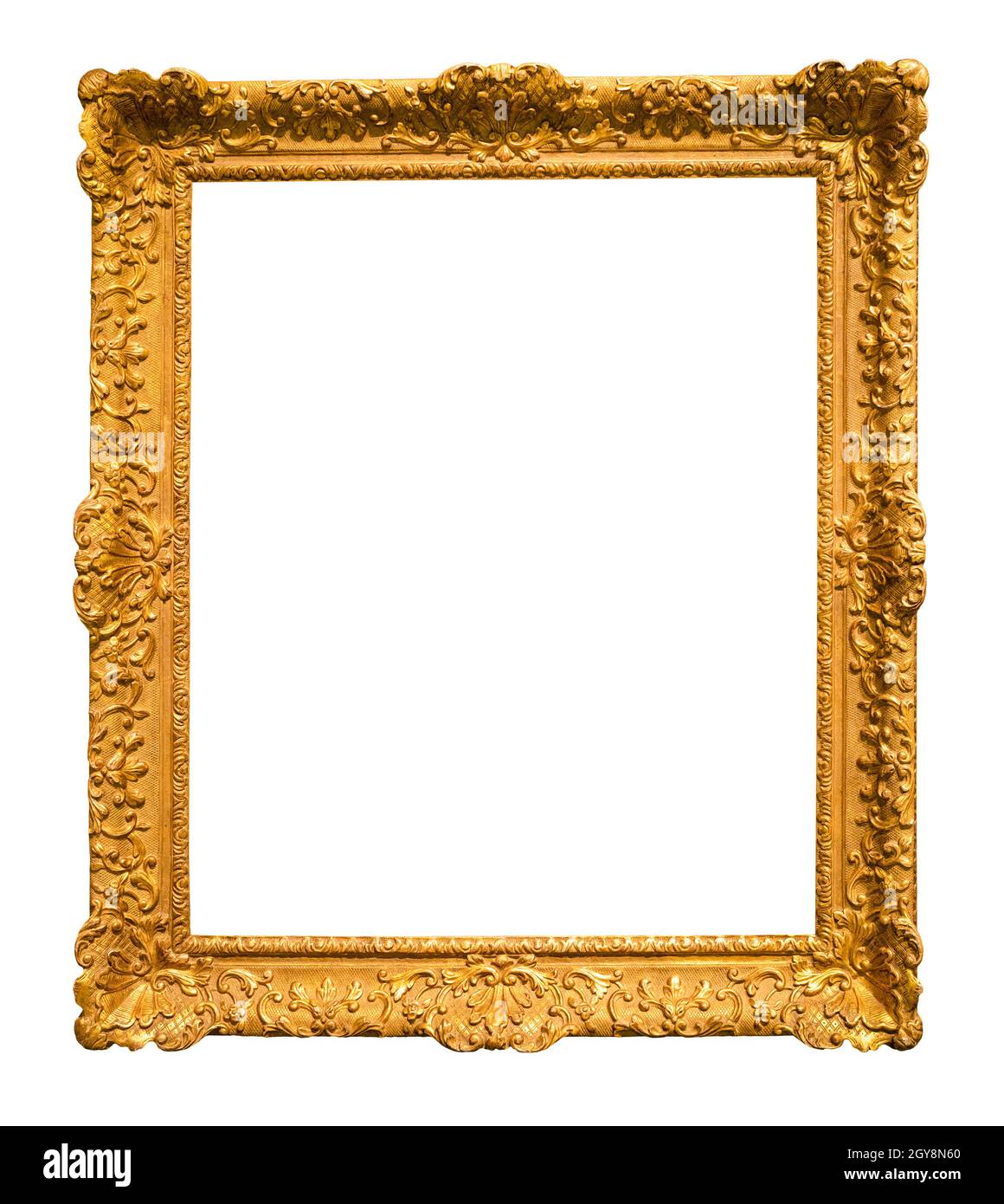 vertical ornamental baroque picture frame cutout on white background ...