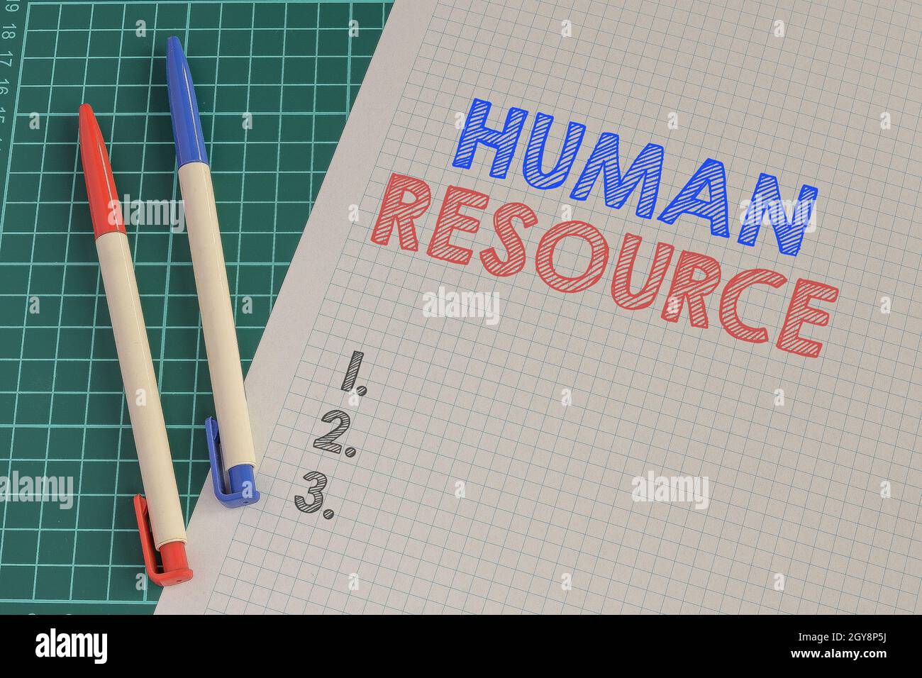 Text caption presenting Human Resource, Business approach a critical ...