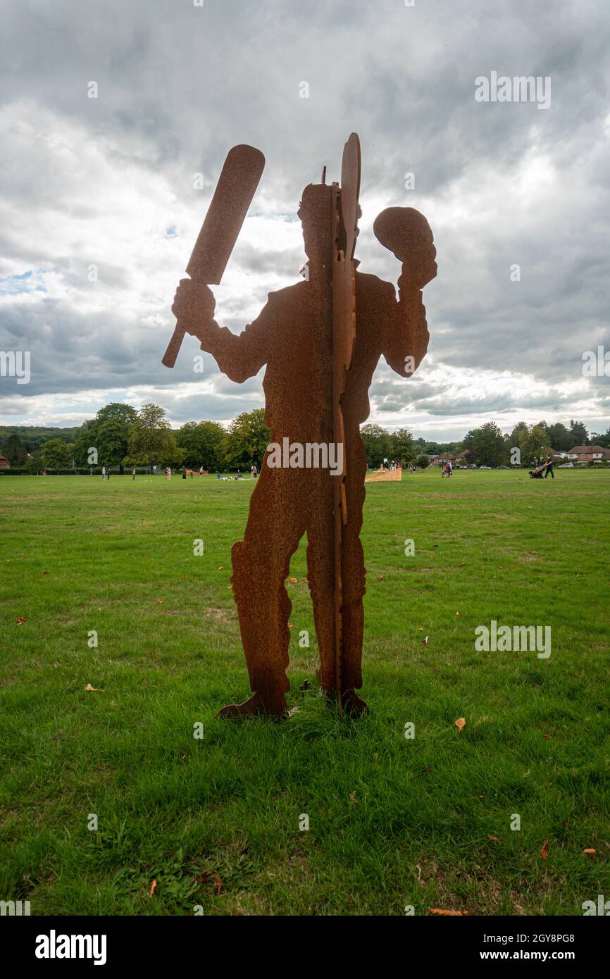 Rusty metal war memorial on Godstone Green in the village of Godstone ...