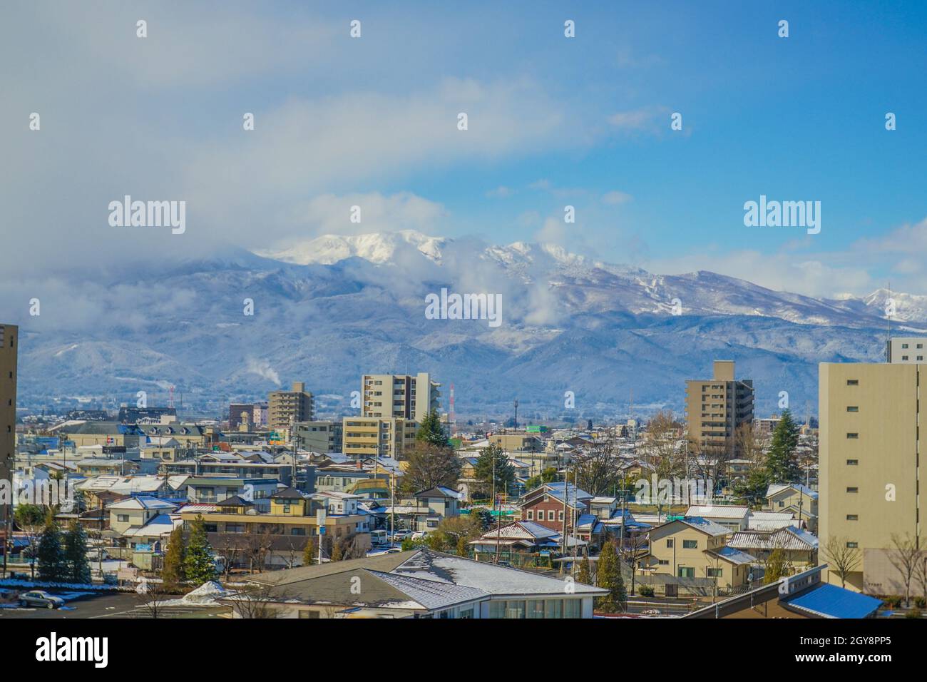 Image of the city of Fukushima covered with snow. Shooting Location ...